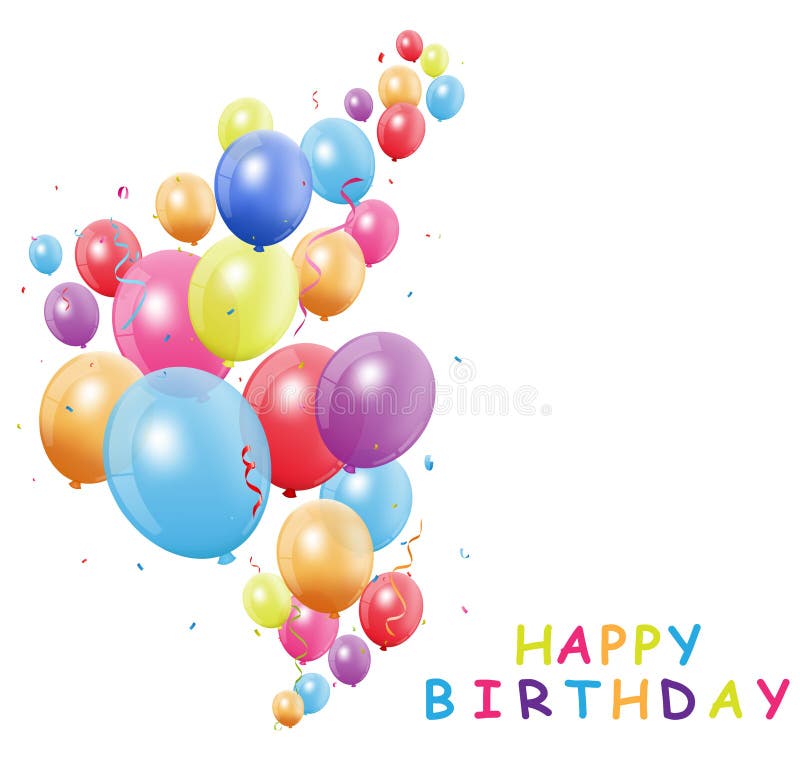 Carte De Joyeux Anniversaire Avec Le Ballon Coloré Illustration de ...