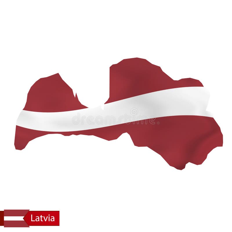 Carte De La Lettonie Avec Le Drapeau De Ondulation De La Lettonie ...