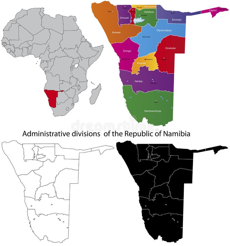 Carte Administrative De La Namibie Illustration de Vecteur ... Carte Administrative De La Namibie Illustration de Vecteur ...