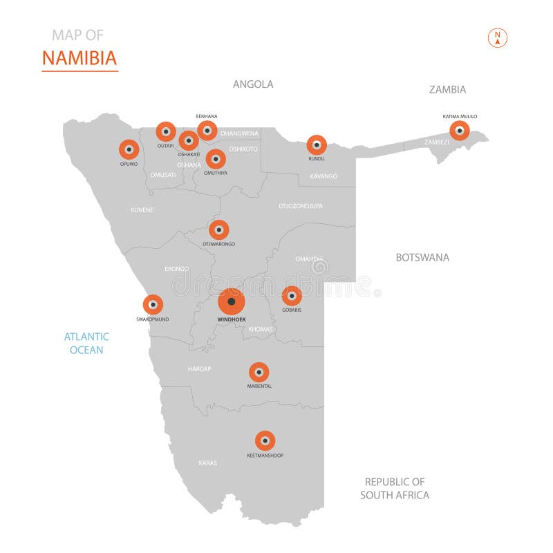 Carte De La Namibie Avec Des Divisions Administratives Illustration de ... Carte De La Namibie Avec Des Divisions Administratives Illustration de ...