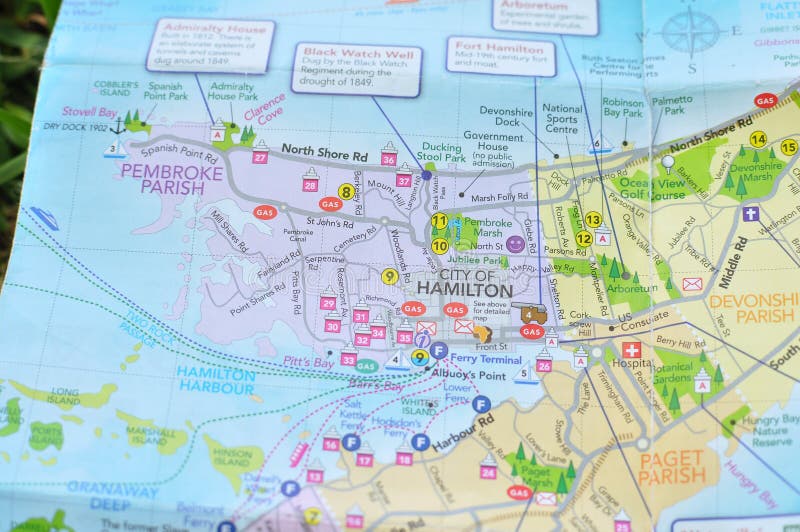 Carte De La Ville De Hamilton, Bermudes. Photo éditorial - Image du ...
