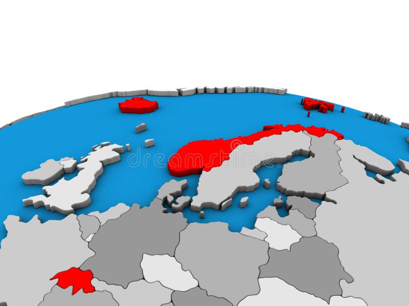 Carte De Pays De L'AELE Avec Des Drapeaux Sur Le Globe Illustration ...