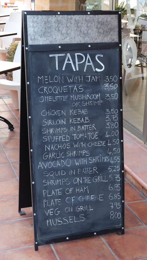 Carte de Tapas photo stock. Image du dîner, nourriture - 25506554