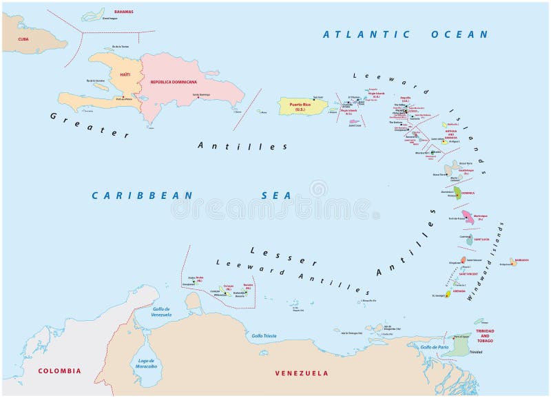 Carte Des états Des Antilles Illustration Stock - Illustration du ...
