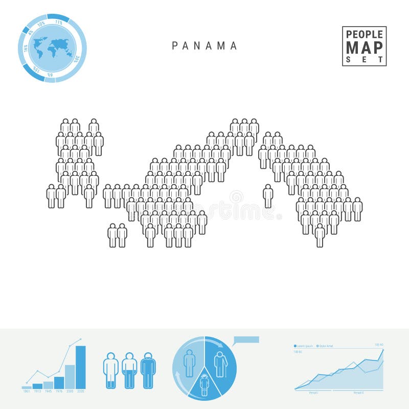 Carte Des Icônes Du Peuple Panama Silhouette Vectorielle Stylisée Du