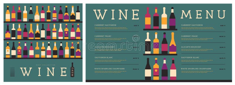 Carte Des Vins Du Restaurant Avec Différents Types De Bouteilles De Vin ...