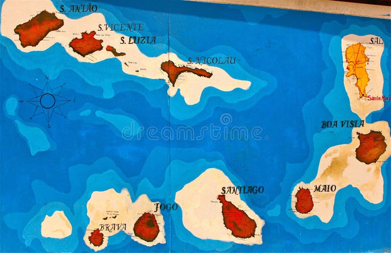 CARTE du Cap Vert image stock. Image du archipel, îles - 48560541