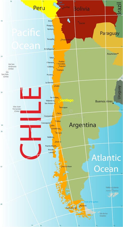 Carte du Chili illustration de vecteur. Illustration du course - 31897706