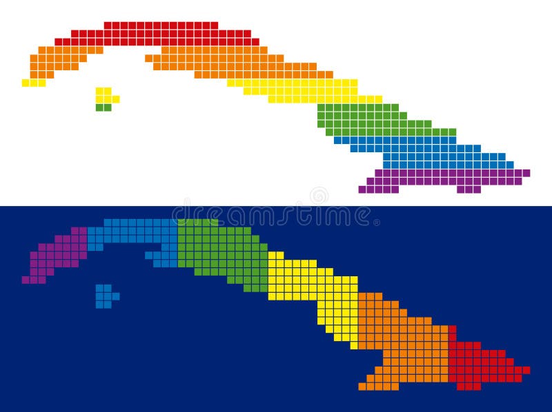 Carte De Pixelated Du Cuba Avec Le Drapeau National Illustration de ...
