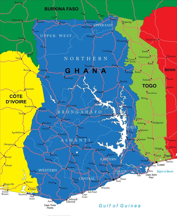 Carte du Ghana illustration de vecteur. Illustration du atlas - 30885616