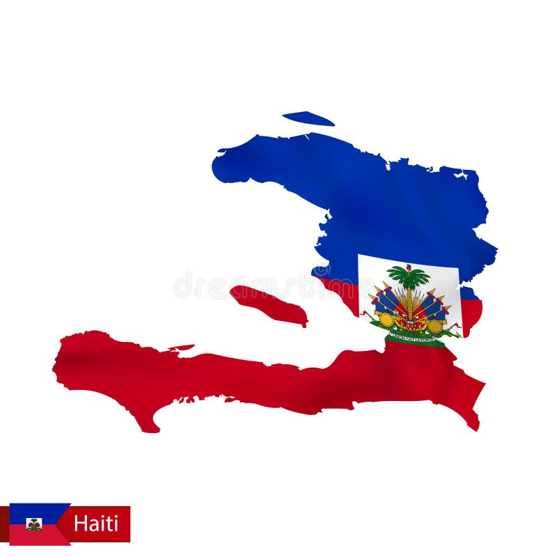 Carte Du Haïti Avec Le Drapeau De Ondulation Du Pays Illustration de ...