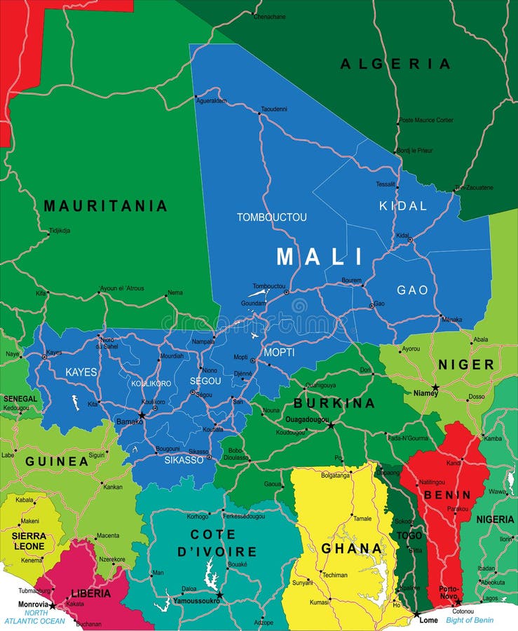 Carte du Mali illustration de vecteur. Illustration du algérie - 29162253
