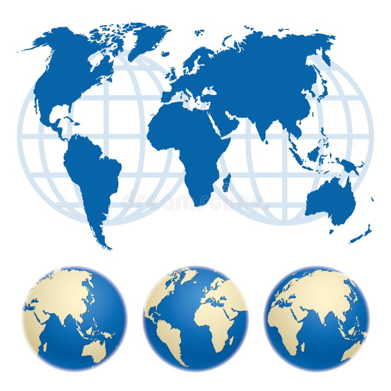 Carte du monde illustration de vecteur. Illustration du bleu - 33420232