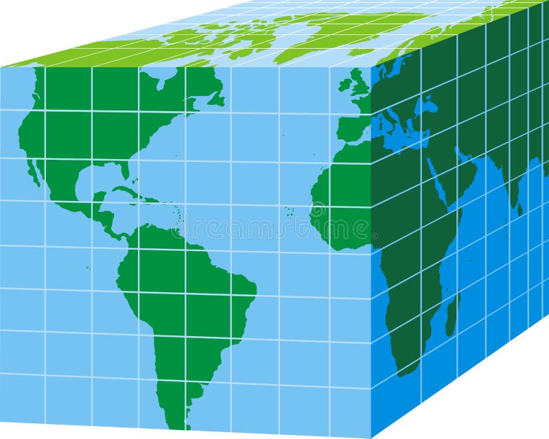 Carte Du Monde En Forme De Cube Illustration de Vecteur - Illustration ...