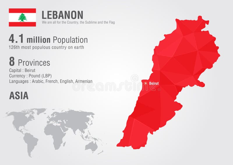 Carte Du Liban Sur Une Carte Du Monde Avec L'indicateur De Drapeau Et ...
