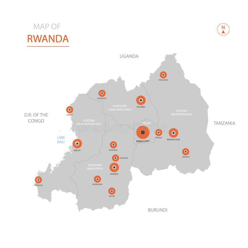 Carte Du Rwanda Avec Des Divisions Administratives Illustration de ...