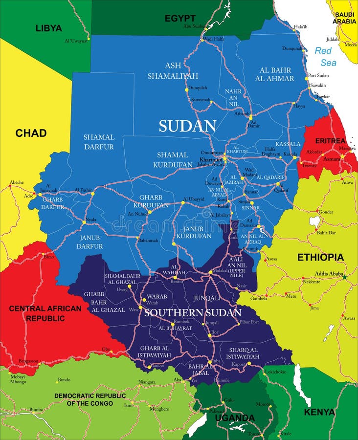 Carte Du Soudan Images libres de droits - Image: 37349559
