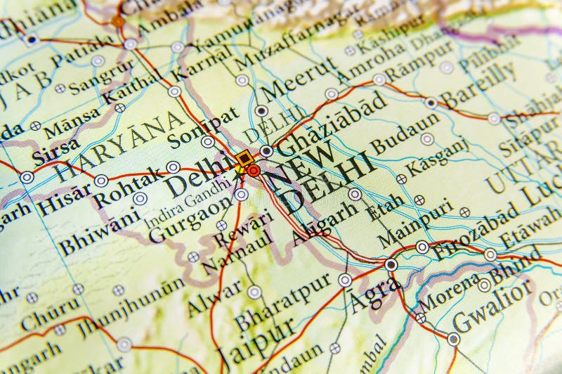 Carte Géographique D'Inde Avec Les Villes Importantes Image stock ...