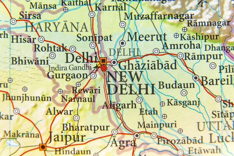 Carte Géographique De Capitale New Delhi D'Inde Image stock - Image du ...