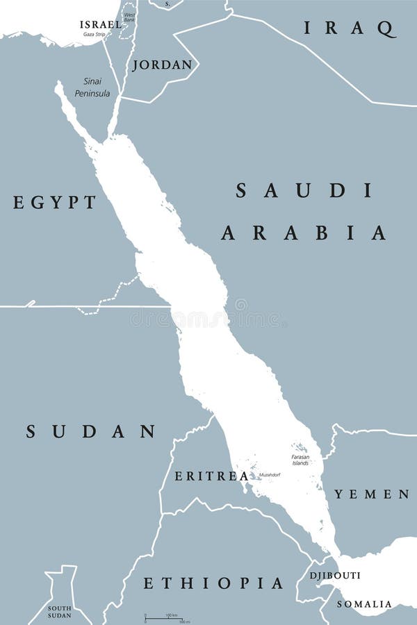 Carte Politique De La Mer Rouge Illustration de Vecteur - Illustration ...