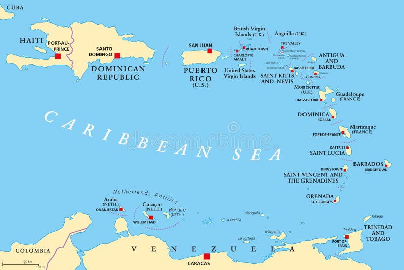 Carte Politique De Lesser Antilles Illustration de Vecteur ...