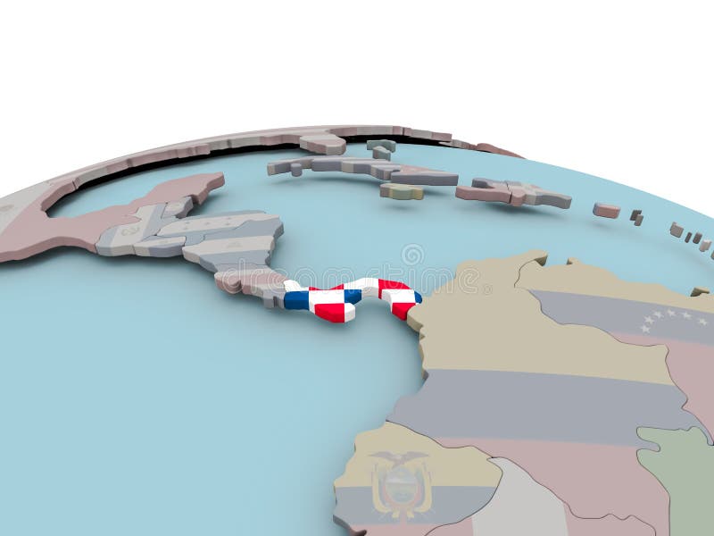 Carte Politique Du Panama Sur Le Globe Avec Le Drapeau Illustration ...