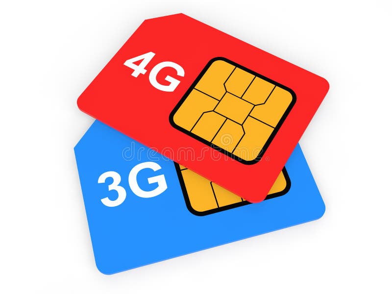 Carte SIM 3G e 4G di 3d illustrazione di stock. Illustrazione di ...