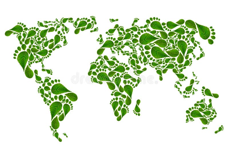 Carte écologique Du Monde Dans La Copie Verte De Pied Illustration
