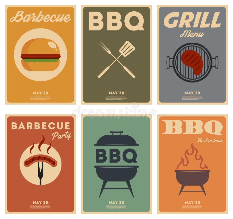 Cartel De La Parrillada. Hora Bbq. Barbacoa Ilustración del Vector ...