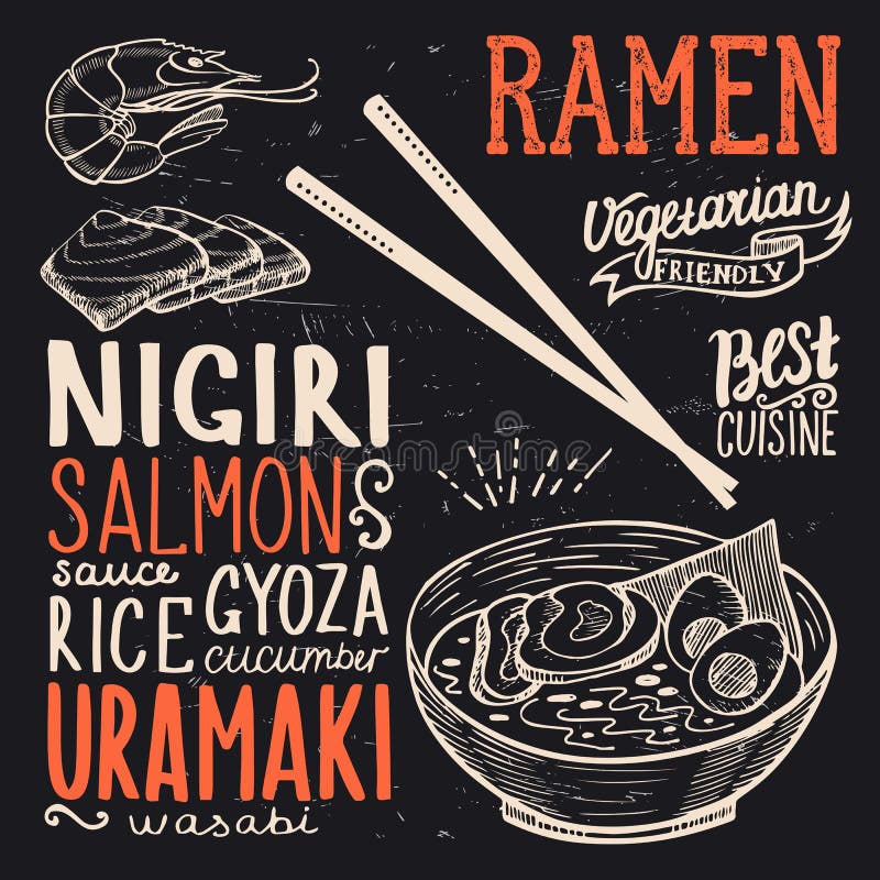 Cartel De Los Ramen Para El Restaurante Ilustración del Vector ...