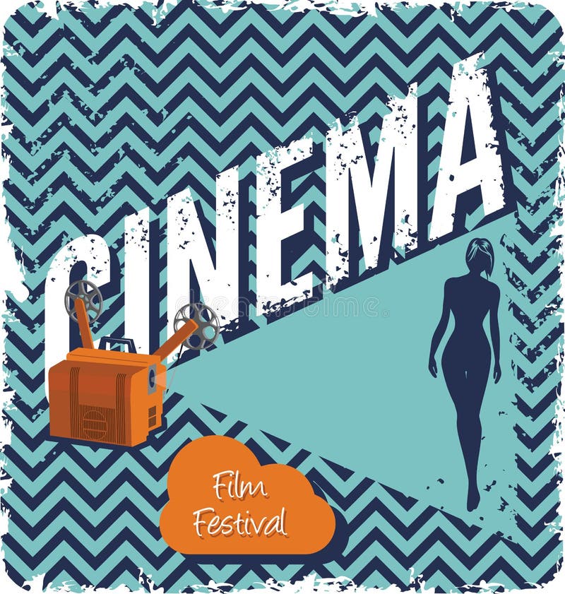 Cartel retro del cine ilustración del vector. Ilustración de marquesina ...