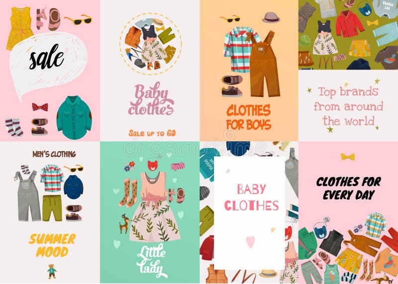 Cartes de mode d'enfants illustration de vecteur. Illustration of jour ...