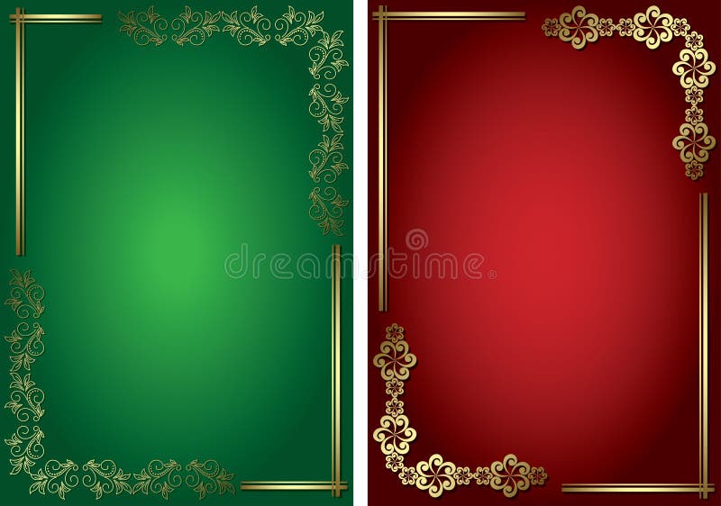 Cartes Rouges Et Vertes Avec Les Cadres D'or Illustration de Vecteur ...