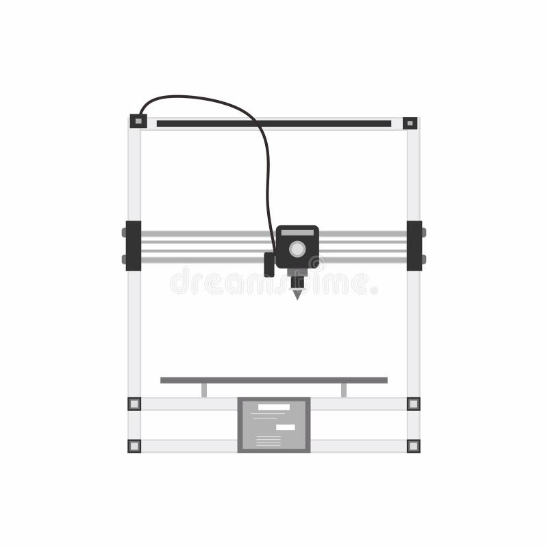 A Cartesian 3D-printer Flat Icon. Technology Manufacturing and ...