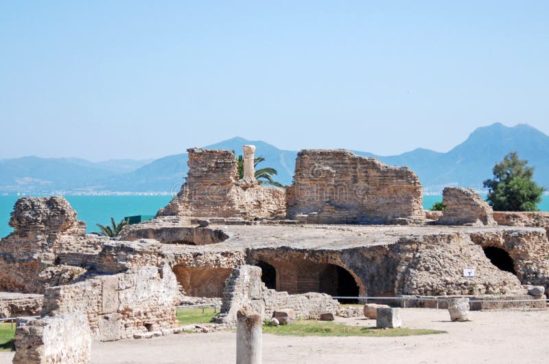 Archaeological Site of Ancient Carthage by Mediterranean Sea , Tunisia ...