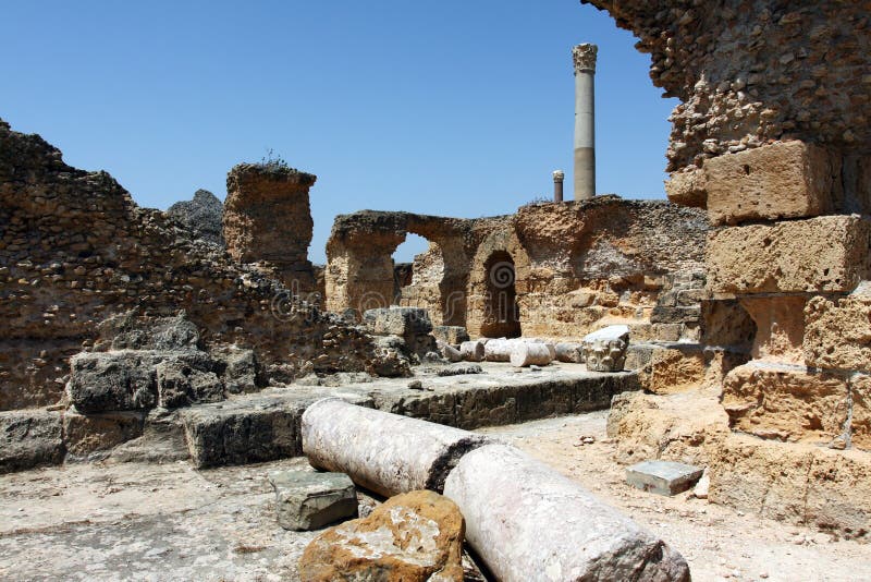 Ruines Antiques De Roman Empire De Carthage, Villas Dans Tunisa Image ...
