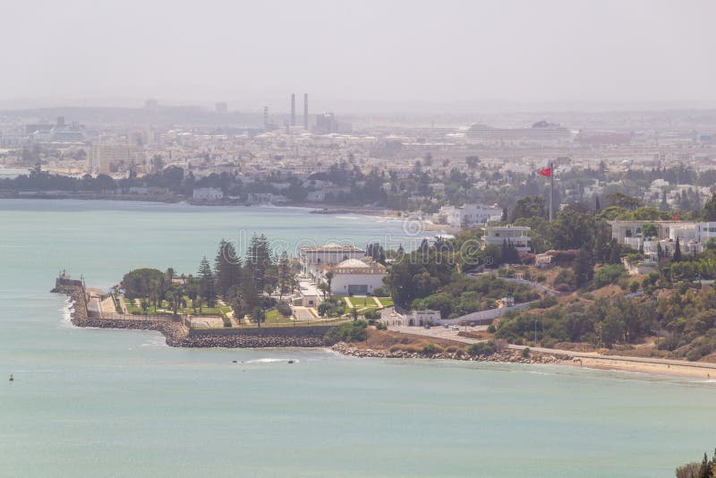 Carthage Palace from Sidi Bou Said Stock Image - Image of blue ...