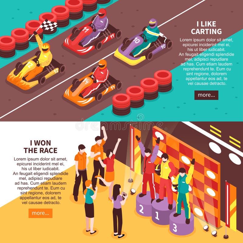 Carting Winners Banners Set Stock Vector - Illustration of champion ...