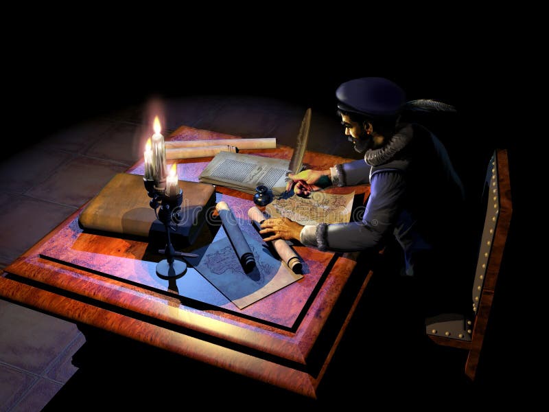 Cartographer s desk stock illustration. Illustration of compass - 49455128