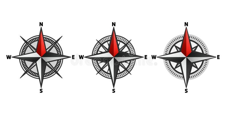 Cartographic Compasses on White Background. Vector Illustration Stock ...
