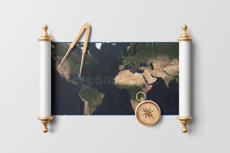 Cartographic Odyssey: Unveiling the World Map with Scroll, Compass, and ...