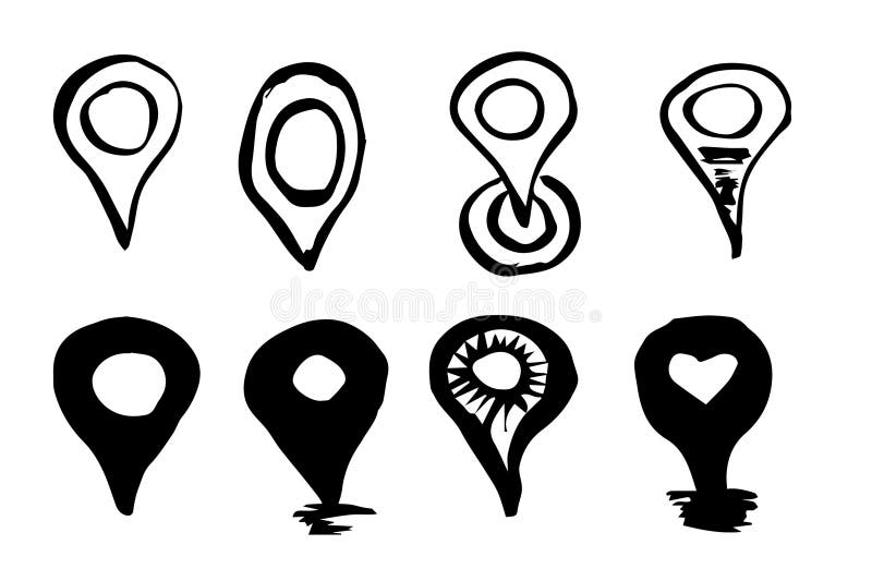 Vector Doodle Hand-Drawn GPS Coordinates for Concept Design Stock ...
