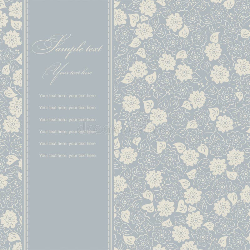 Cartolina Con Fiori Blu E Beige Illustrazione Vettoriale ...