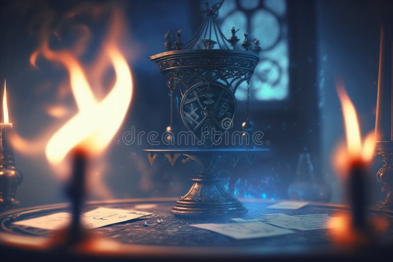 Cartomancy. Pendulum on Blurred Altar , Created with Generative AI ...