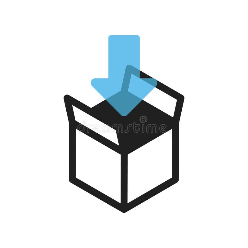 Carton Box with Arrow Downward. Vector Illustration Decorative Design ...