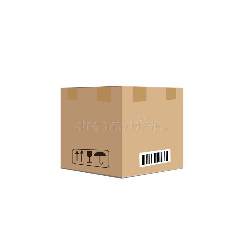Carton Box Container Vector Illustration, Cardboard Box Pack with ...