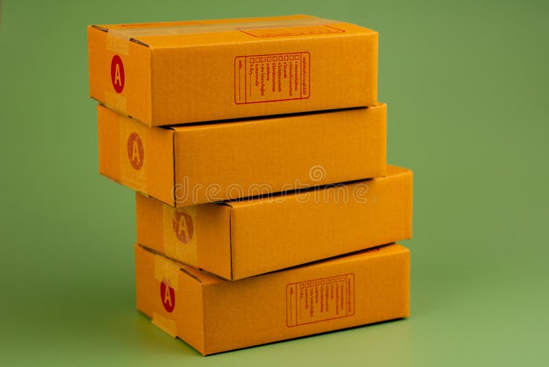 Carton Box Delivery Drum Parcel Box Brown Box Stock Photo - Image of ...