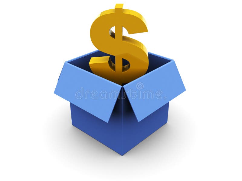 Carton box with dollar stock illustration. Illustration of sign - 9723344