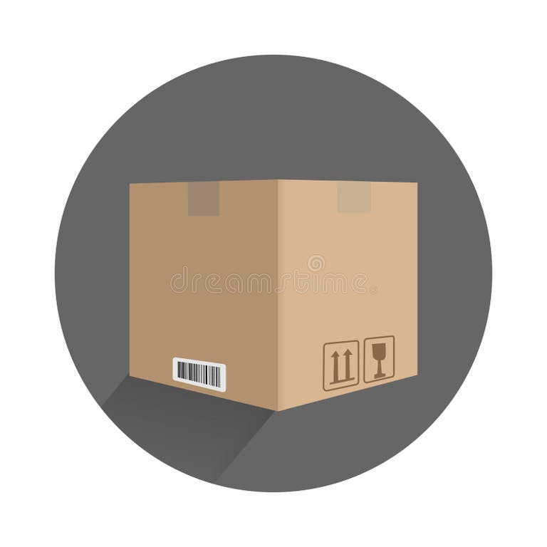 Carton Box in Flat Design with Signs Stock Vector - Illustration of ...