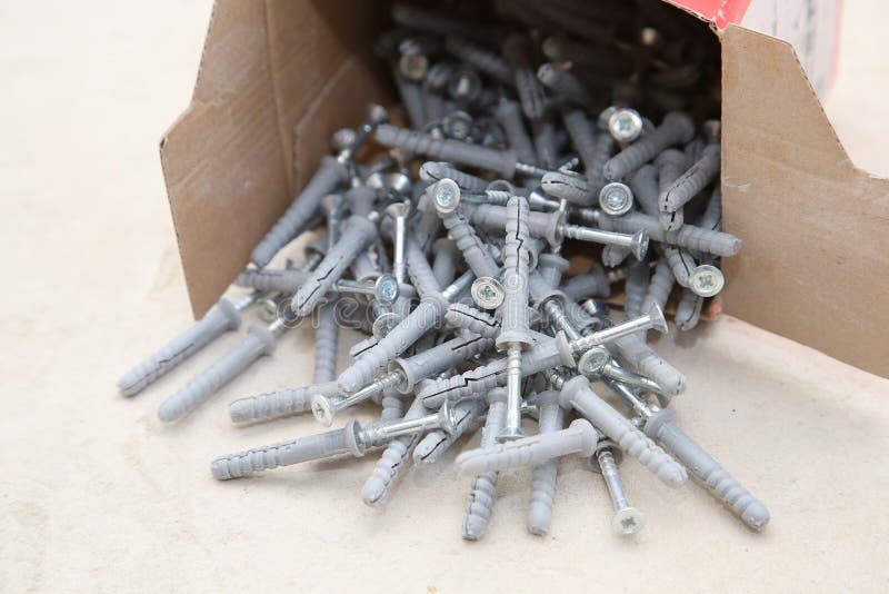 Carton Box Ful Screws Wall Plugs Stock Photos - Free & Royalty-Free ...